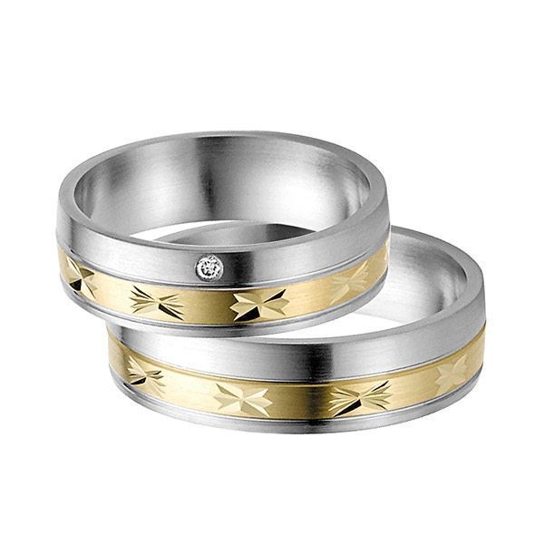 Gifteringer RAUSCHMAYER stål & gull, 6 mm | ole Aas