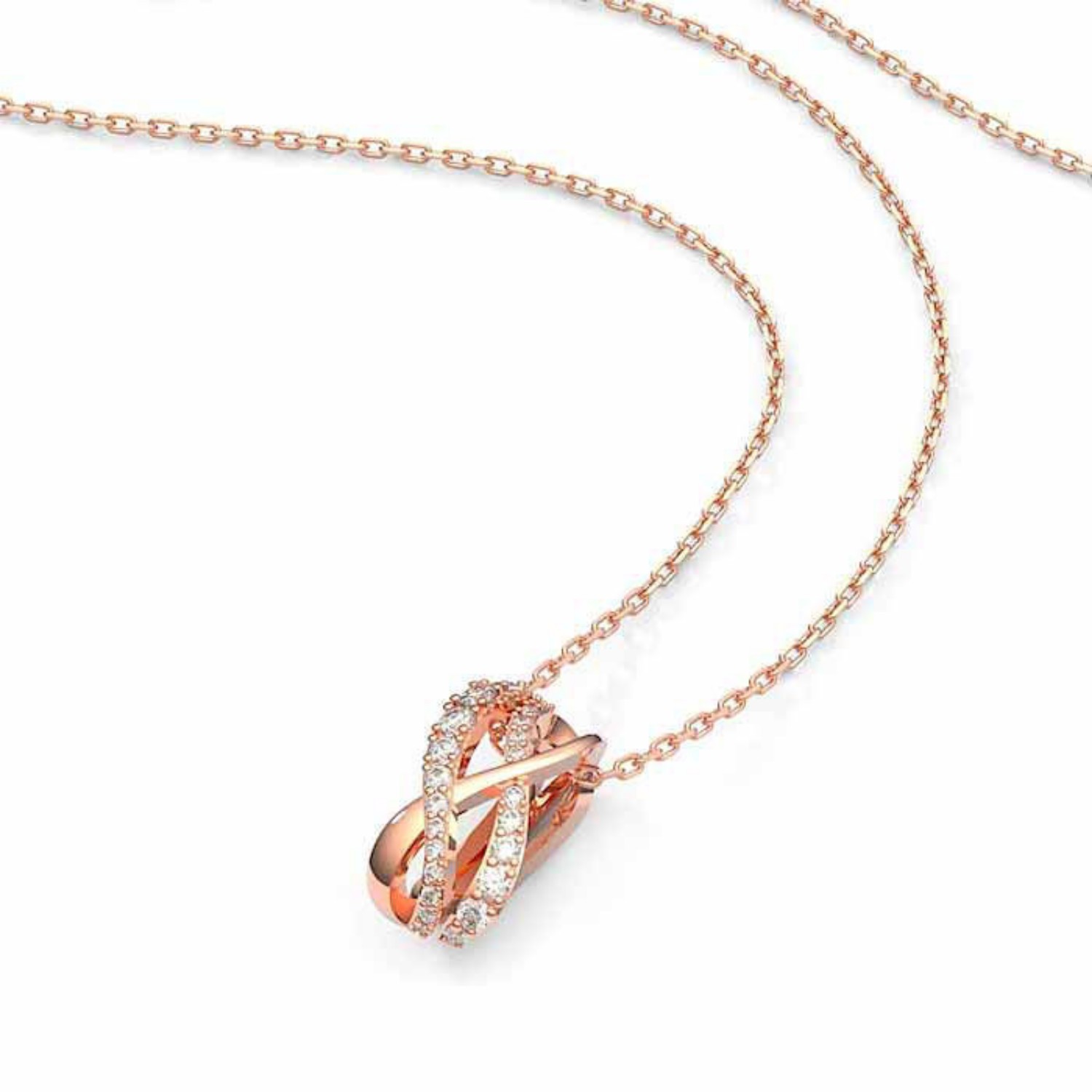 Swarovski smykke Twist necklace White, Rose gold-tone plated| Ole Aas