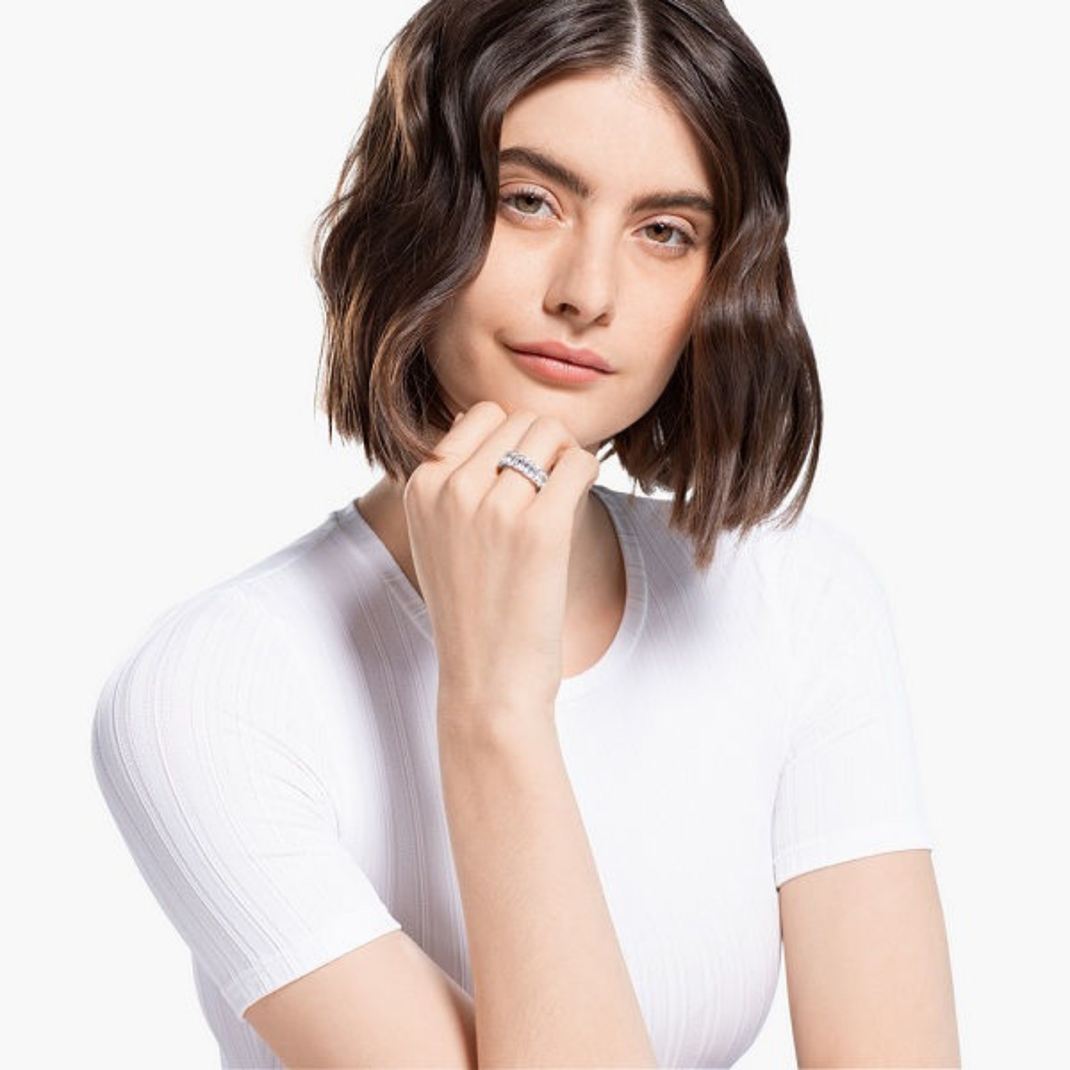 Swarovski Vittore ring Rectangular cut, White, Rhodium plated | Ole Aas