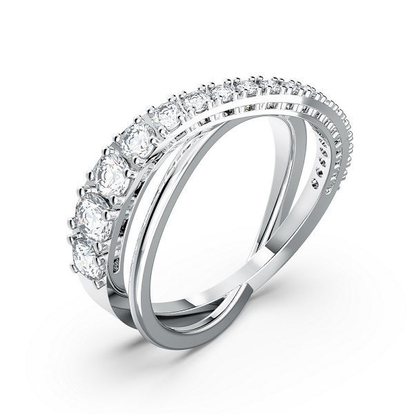 Swarovski Twist ring White, Rhodium plated | Ole Aas