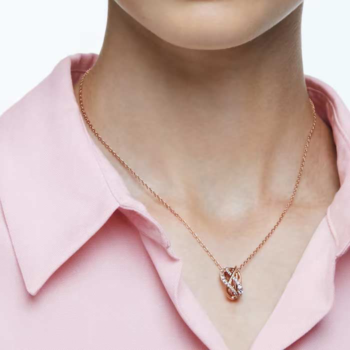 Swarovski smykke Twist necklace White, Rose gold-tone plated| Ole Aas