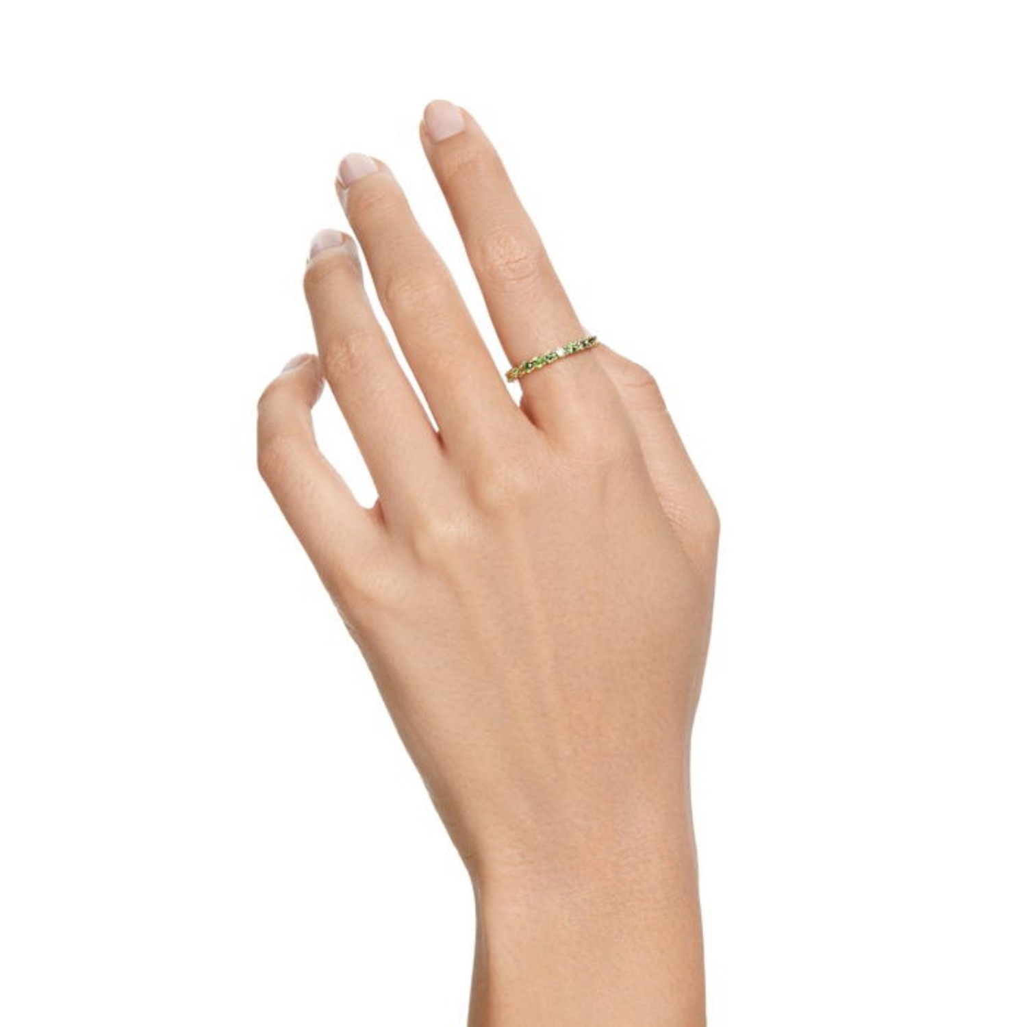 Swarovski Matrix ring Round cut, Green, Gold-tone plated | Oleaas