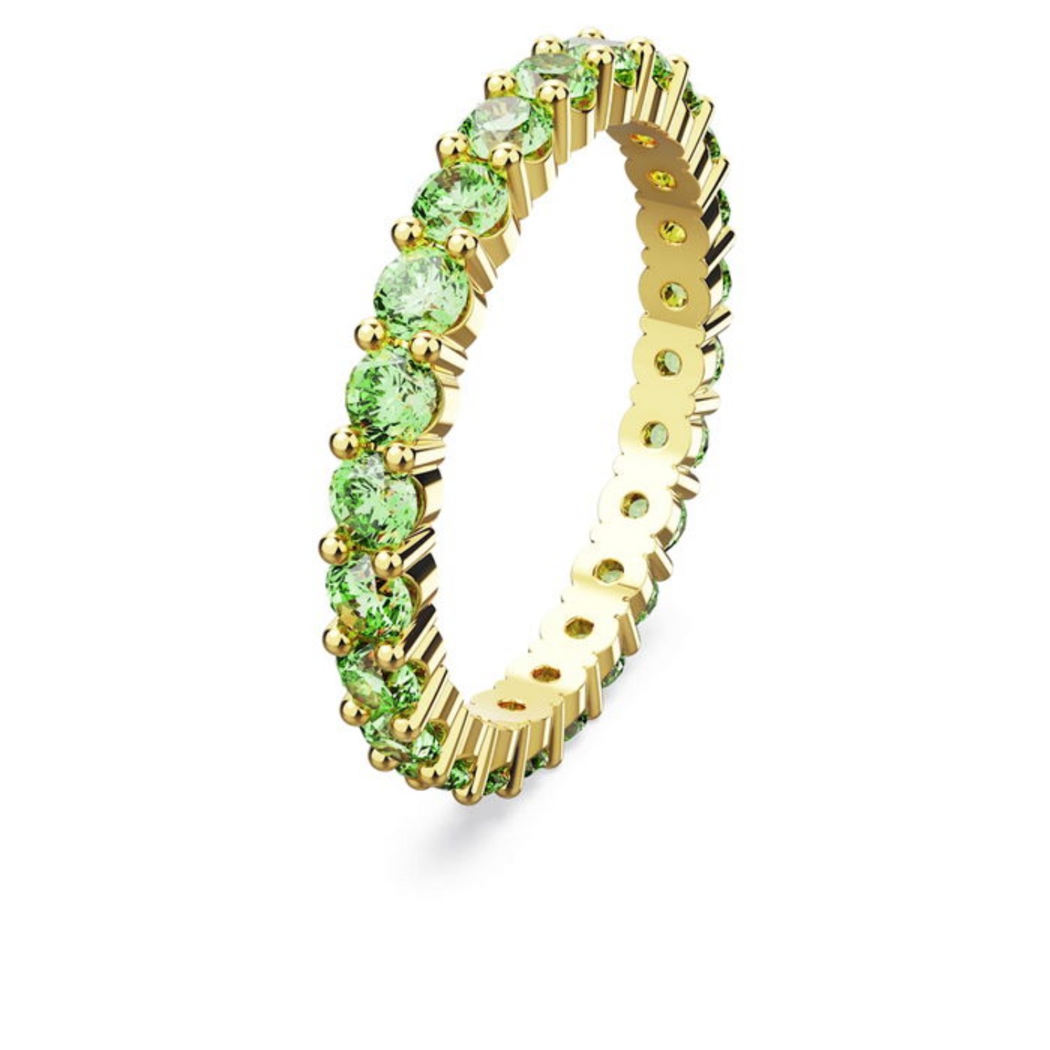 Swarovski Matrix ring Round cut, Green, Gold-tone plated | Oleaas
