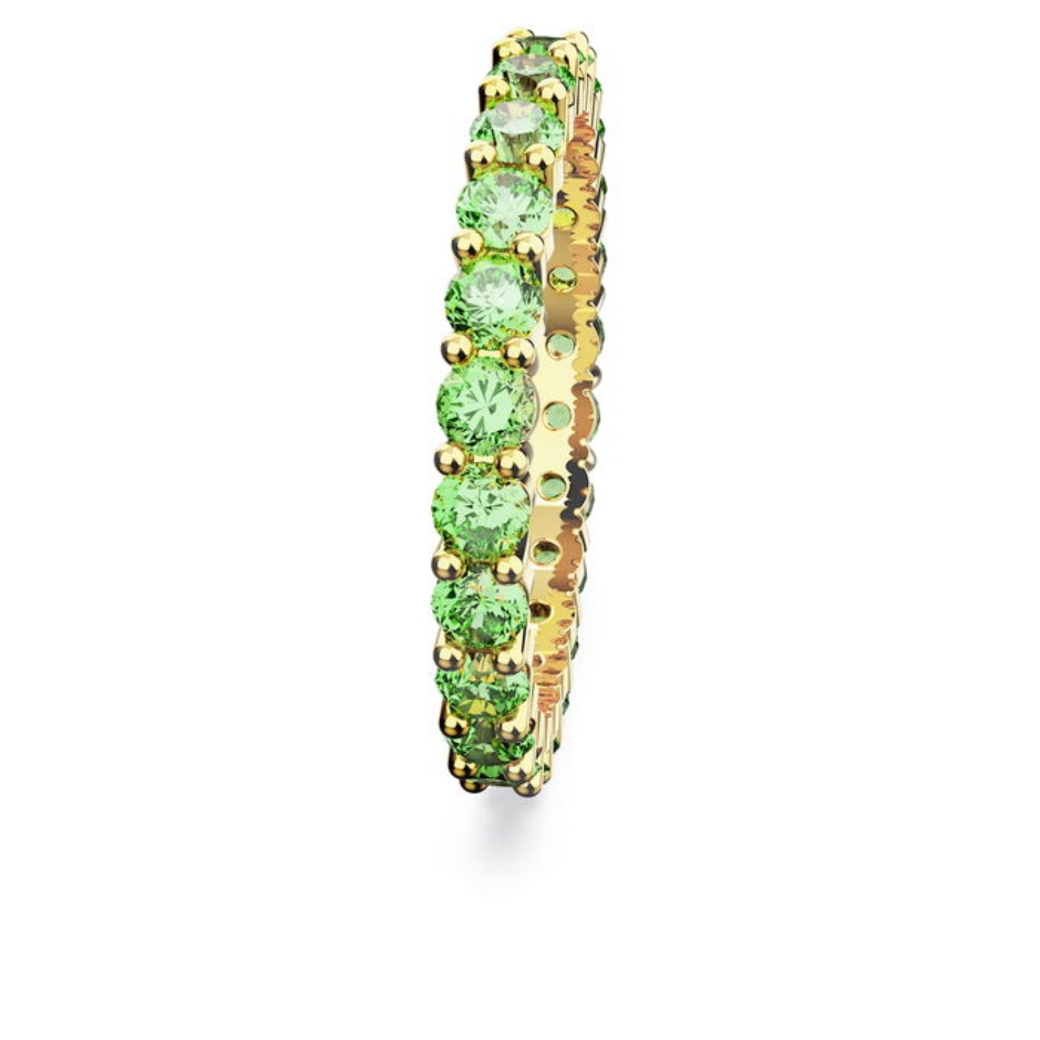 Swarovski Matrix ring Round cut, Green, Gold-tone plated | Oleaas
