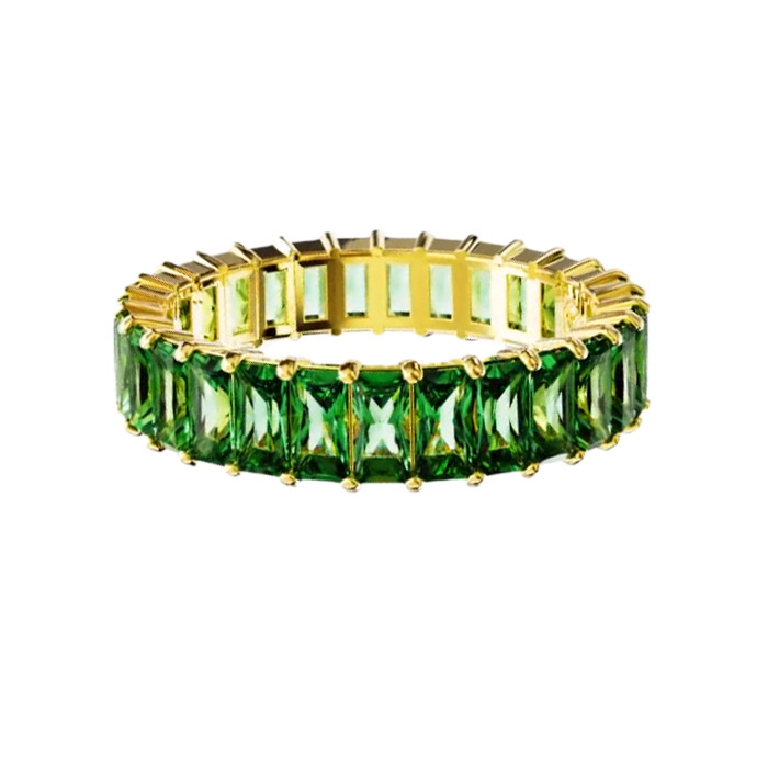 Swarovski Matrix ring Baguette cut, Green, Gold-tone plated| Ole Aas