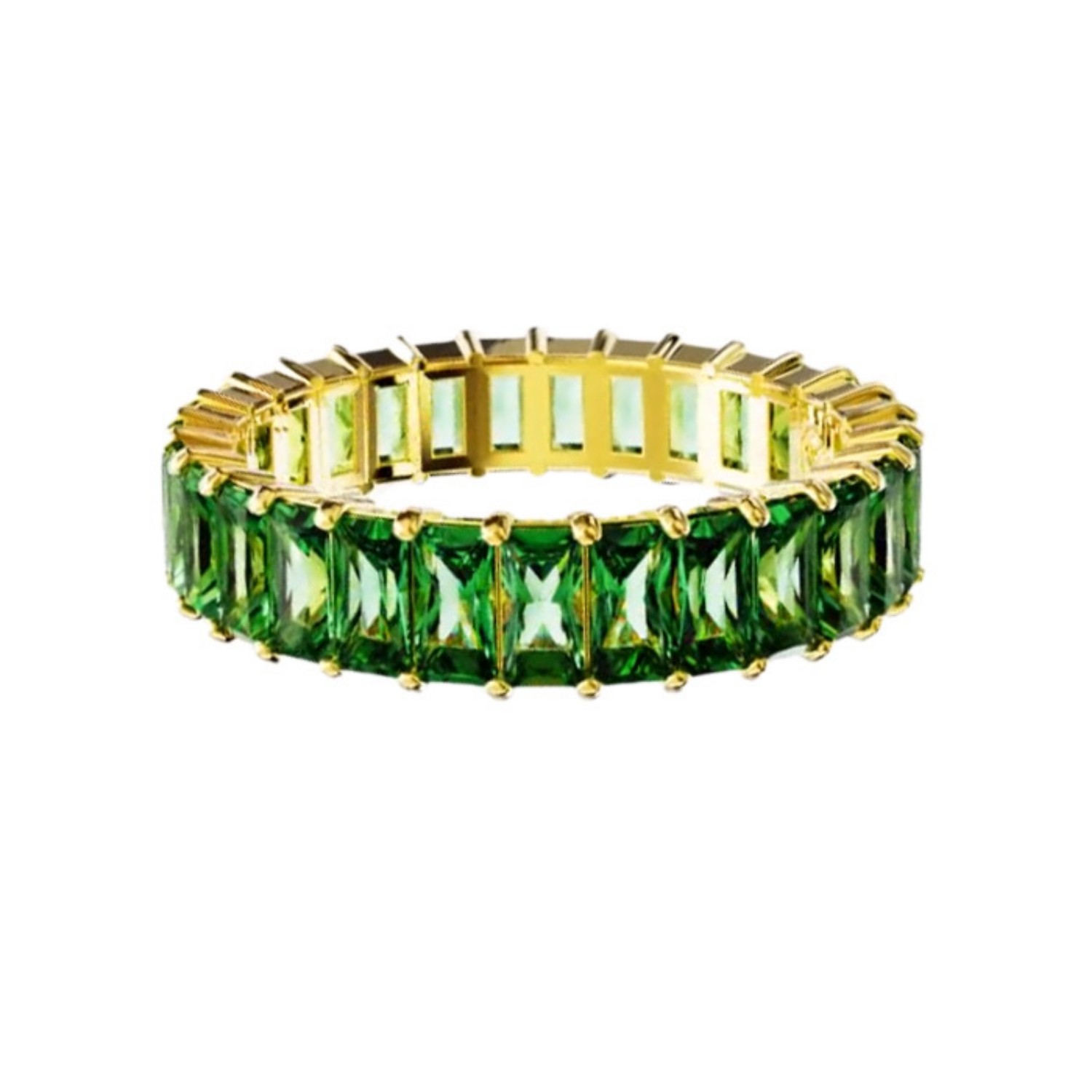 Swarovski Matrix ring Baguette cut, Green, Gold-tone plated| Ole Aas