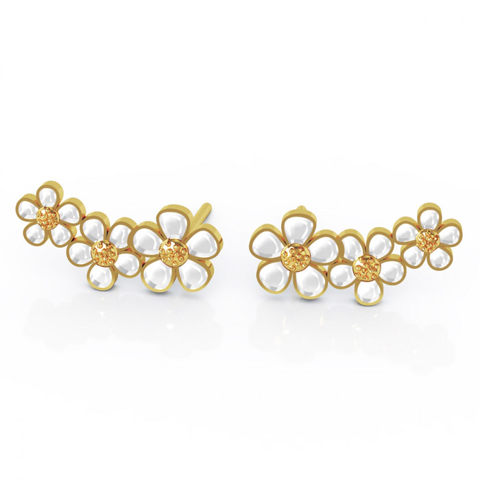 Ørepynt i forgylt sølv hvit Forglem-meg-ei. LIV | Ole Aas