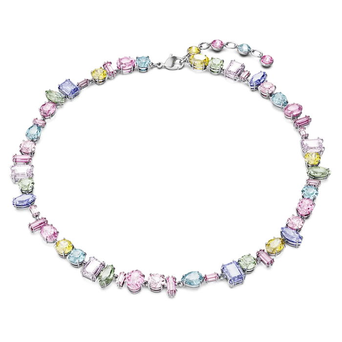 Swarovski collier Gema necklace Mixed cuts, Multicolored, Rhodium ...