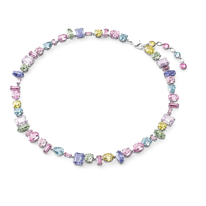 Swarovski collier Gema necklace Mixed cuts, Multicolored, Rhodium ...