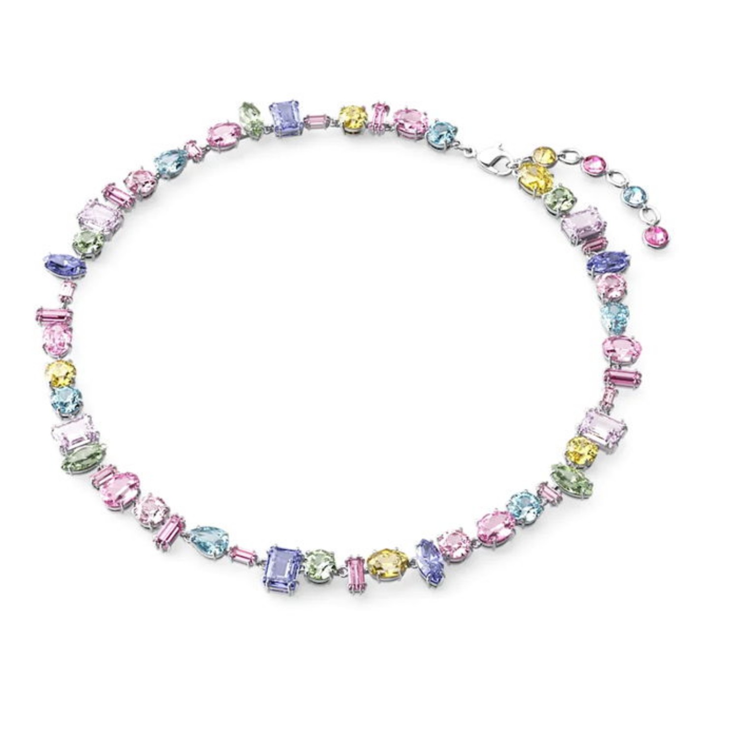 Swarovski collier Gema necklace Mixed cuts, Multicolored, Rhodium ...