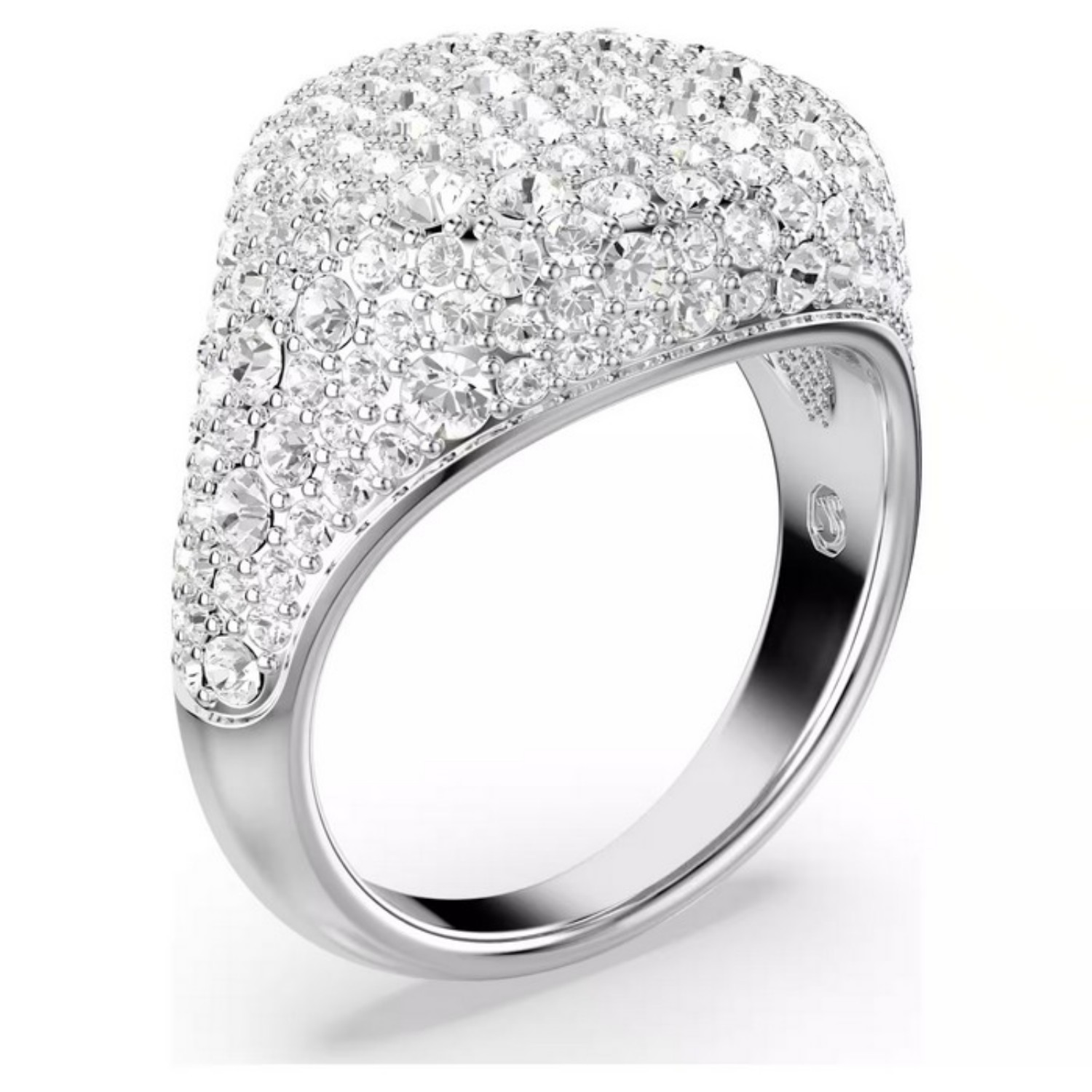 Swarovski Meteora cocktail ring, White, Rhodium plated| Ole Aas