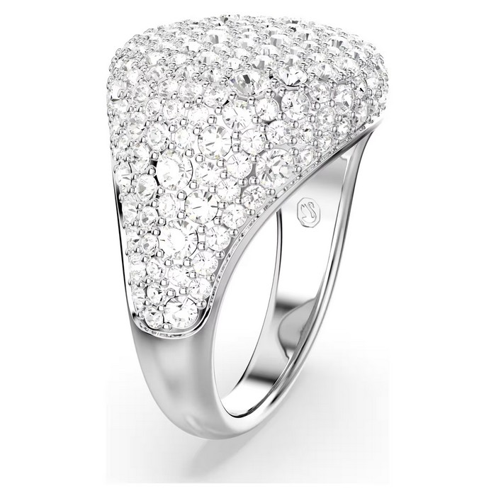 Swarovski Meteora cocktail ring, White, Rhodium plated| Ole Aas