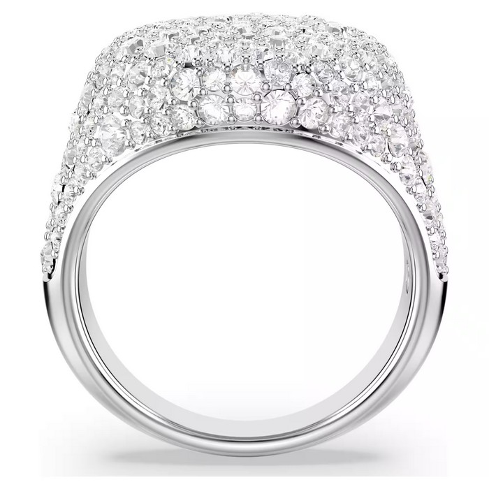 Swarovski Meteora cocktail ring, White, Rhodium plated| Ole Aas