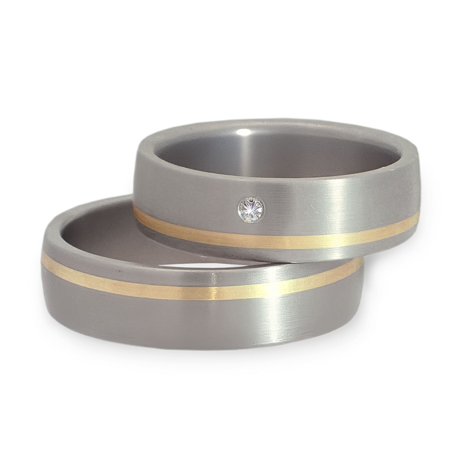 Forlovelsesringer Rauschmayer titan gult gull 14 kt, 6 mm 2 mm tykk ...