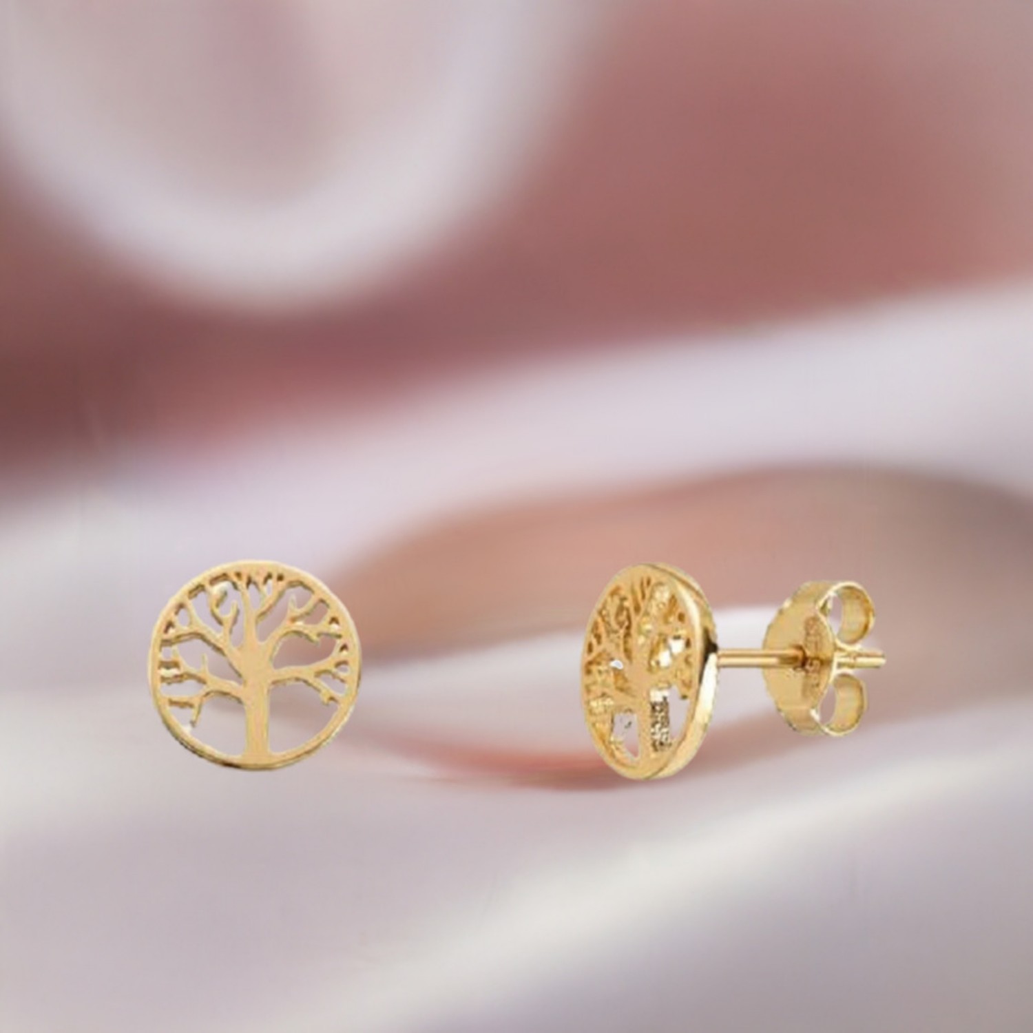 Øredobber Livets tre 585 i gult gull 14 kt, 8.4 mm | Ole Aas