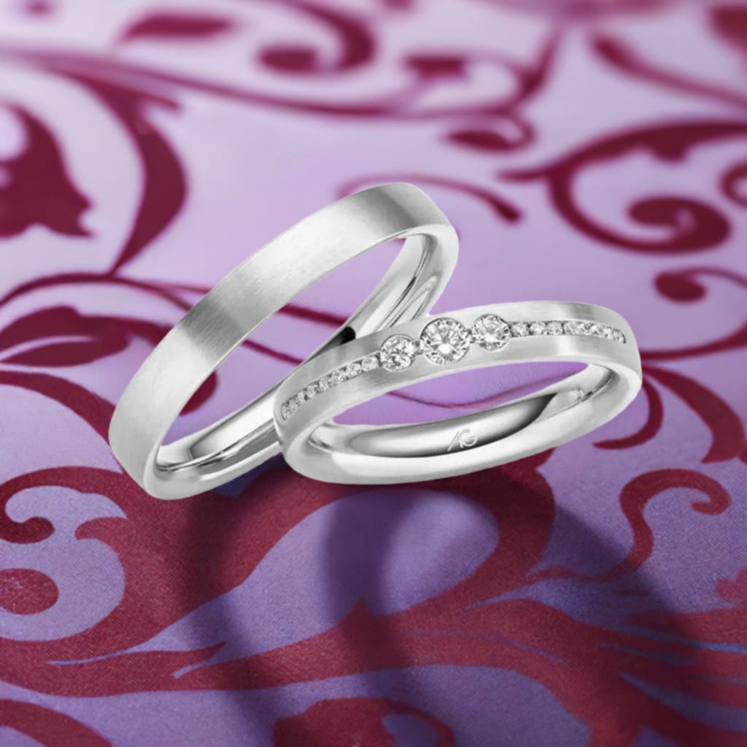 Gifteringer hvitt gull 14 kt, 19 Brlt. 0,25 CT,, 3.5 mm, 2.1 mm tykk ...