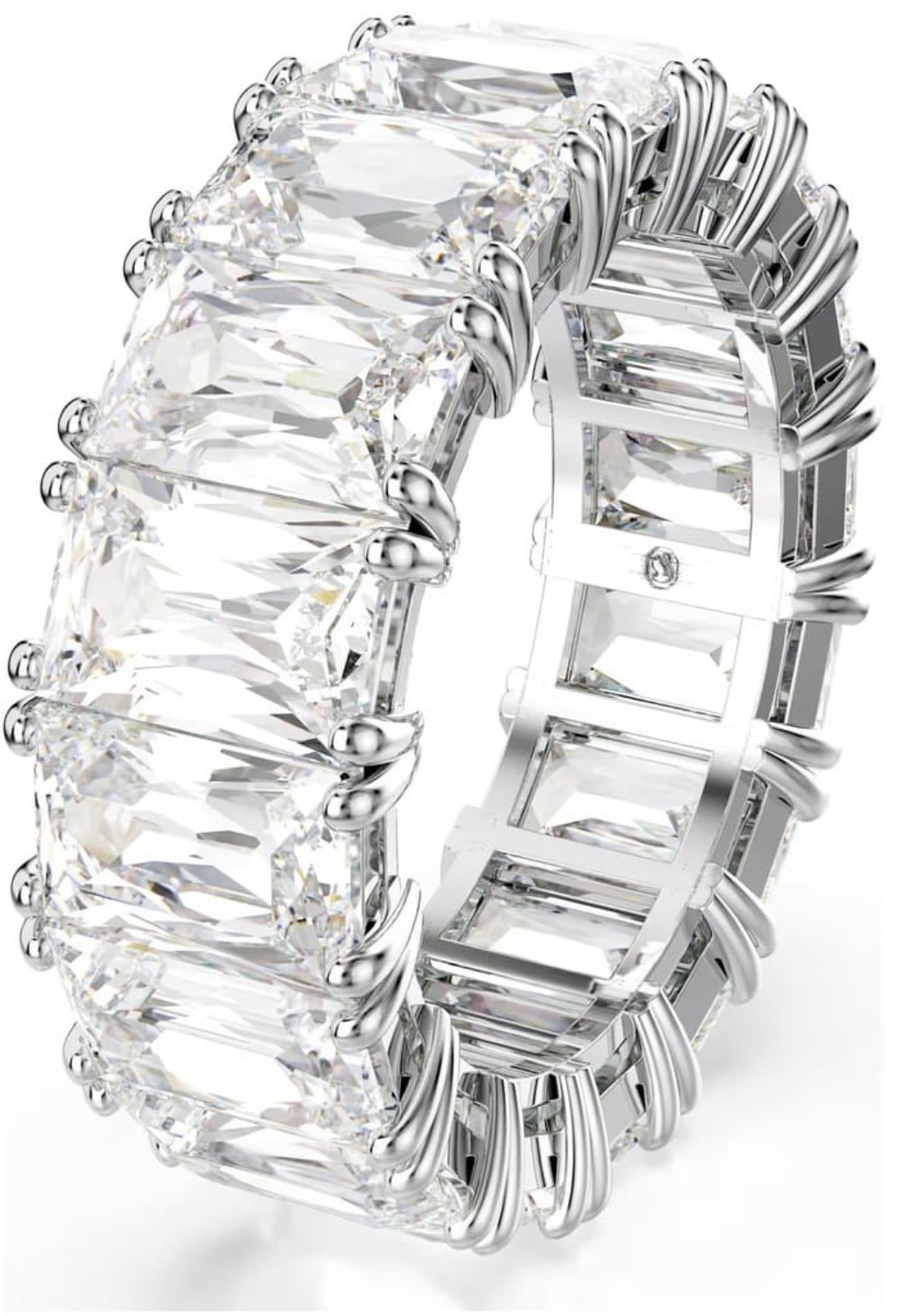 Swarovski Matrix ring Baguette cut, White, Silver-tone finish | Ole Aas