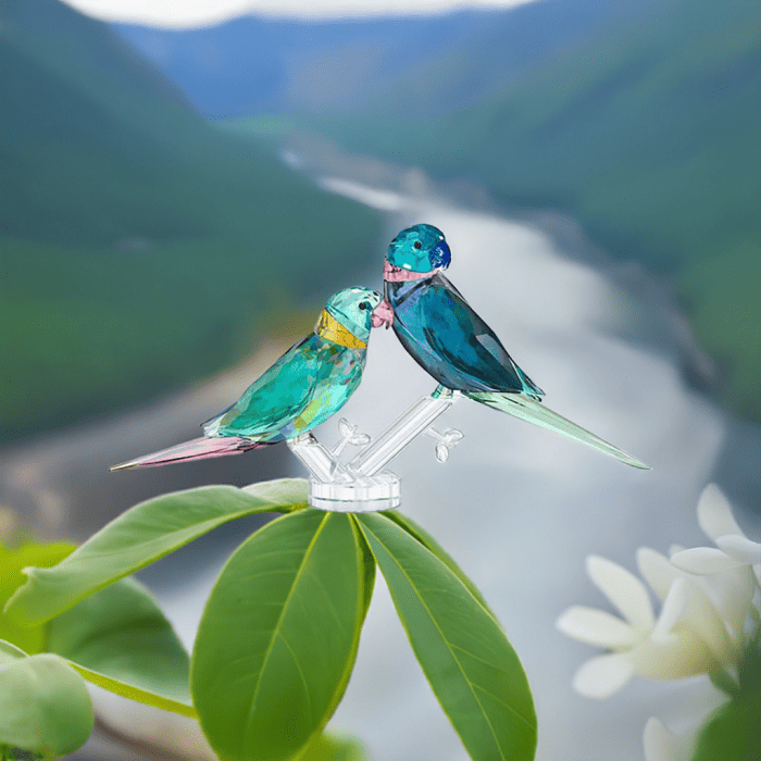 Swarovski figurer Jungle Beats Parakeet Couple Fife & Fifer | Gullsmed Aas