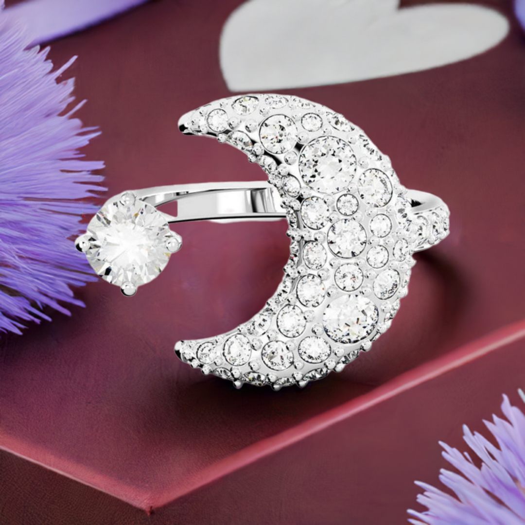 Swarovski ring Luna open Moon, hvitt | Ole Aas