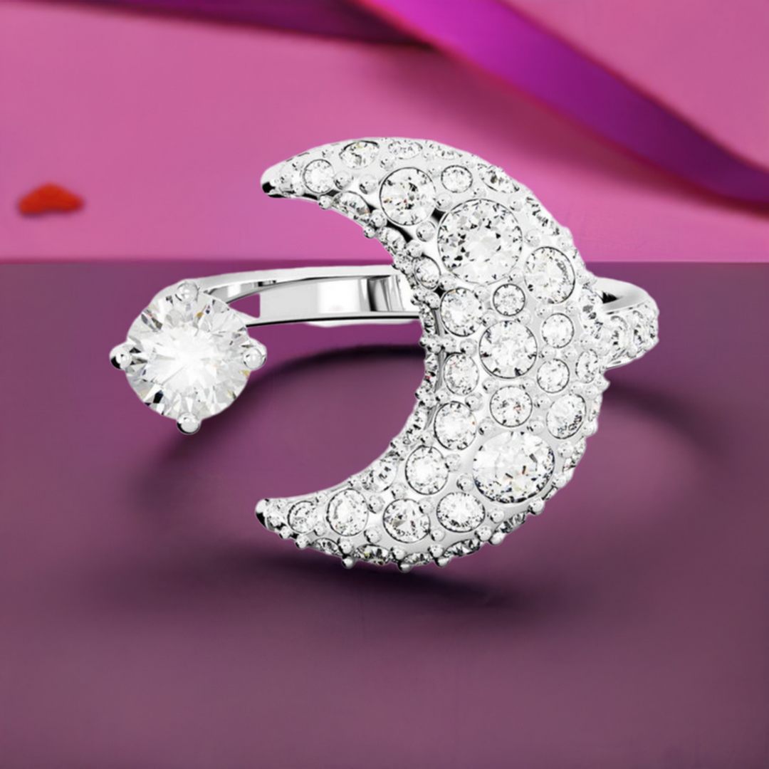 Swarovski ring Luna open Moon, hvitt | Ole Aas