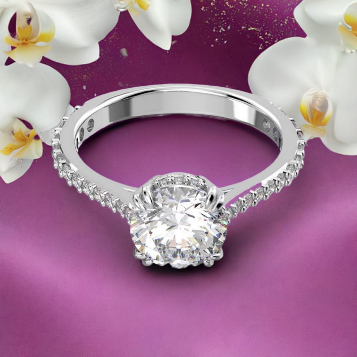 Swarovski ring Constella cocktail Princess cut, hvitt | Ole Aas