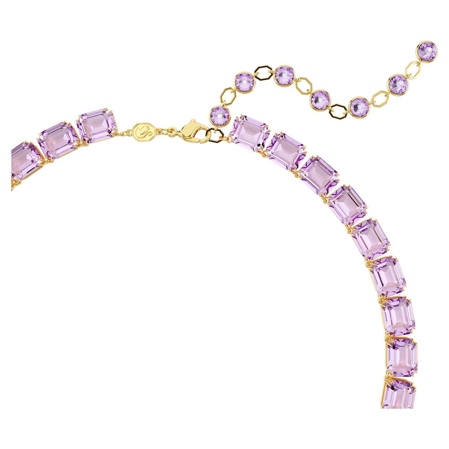 Swarovski collier Imber Round cut, Scattered design, White, Gold-tone ...