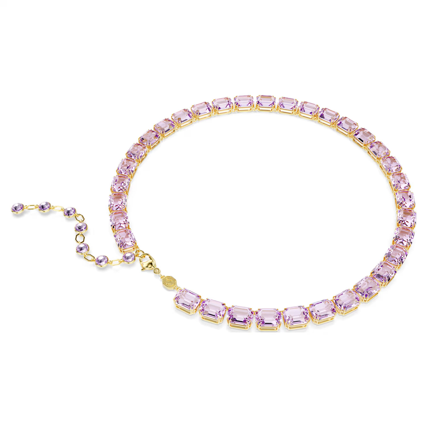 Swarovski collier Imber Round cut, Scattered design, White, Gold-tone ...