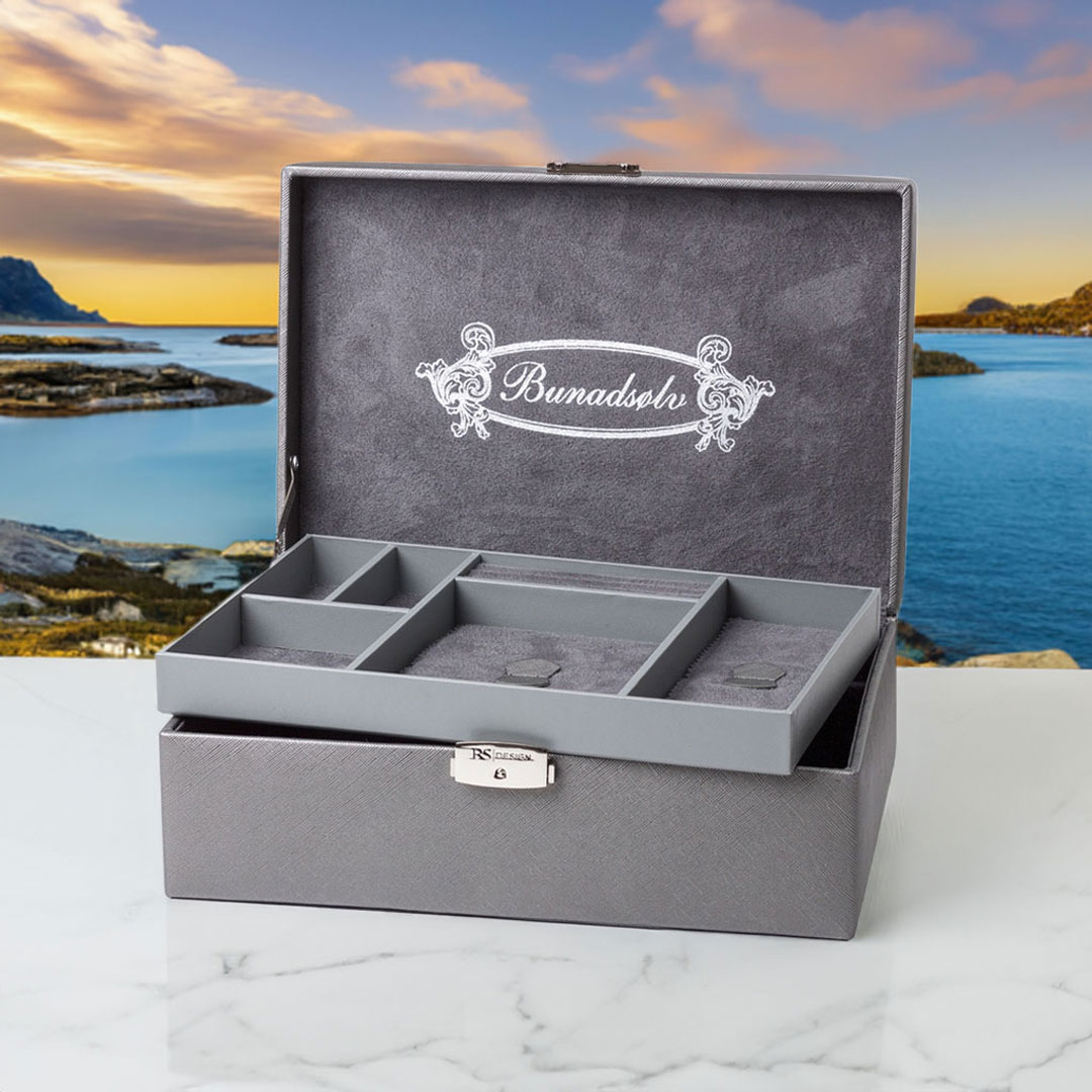 Smykkeskrin bunadskrin 305 x210x105mm, grå/grå | Ole Aas