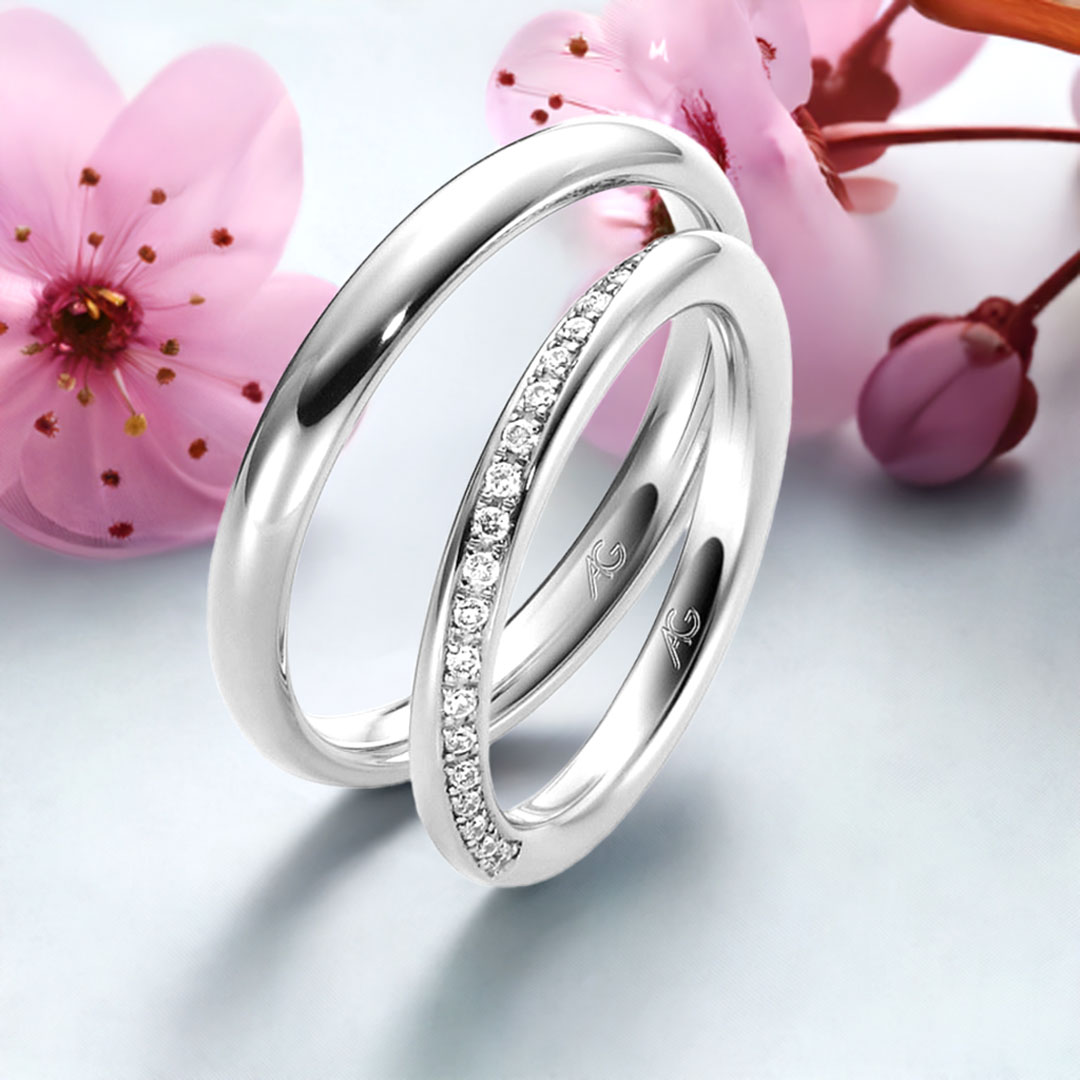 Gifteringer fra Gerstner hvitt gull 14 kt, bredde 2,5 mm, 2.5 mm tykk ...