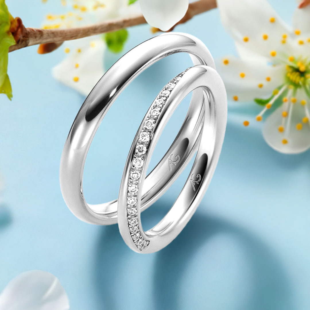 Gifteringer fra Gerstner hvitt gull 14 kt, bredde 2,5 mm, 2.5 mm tykk ...