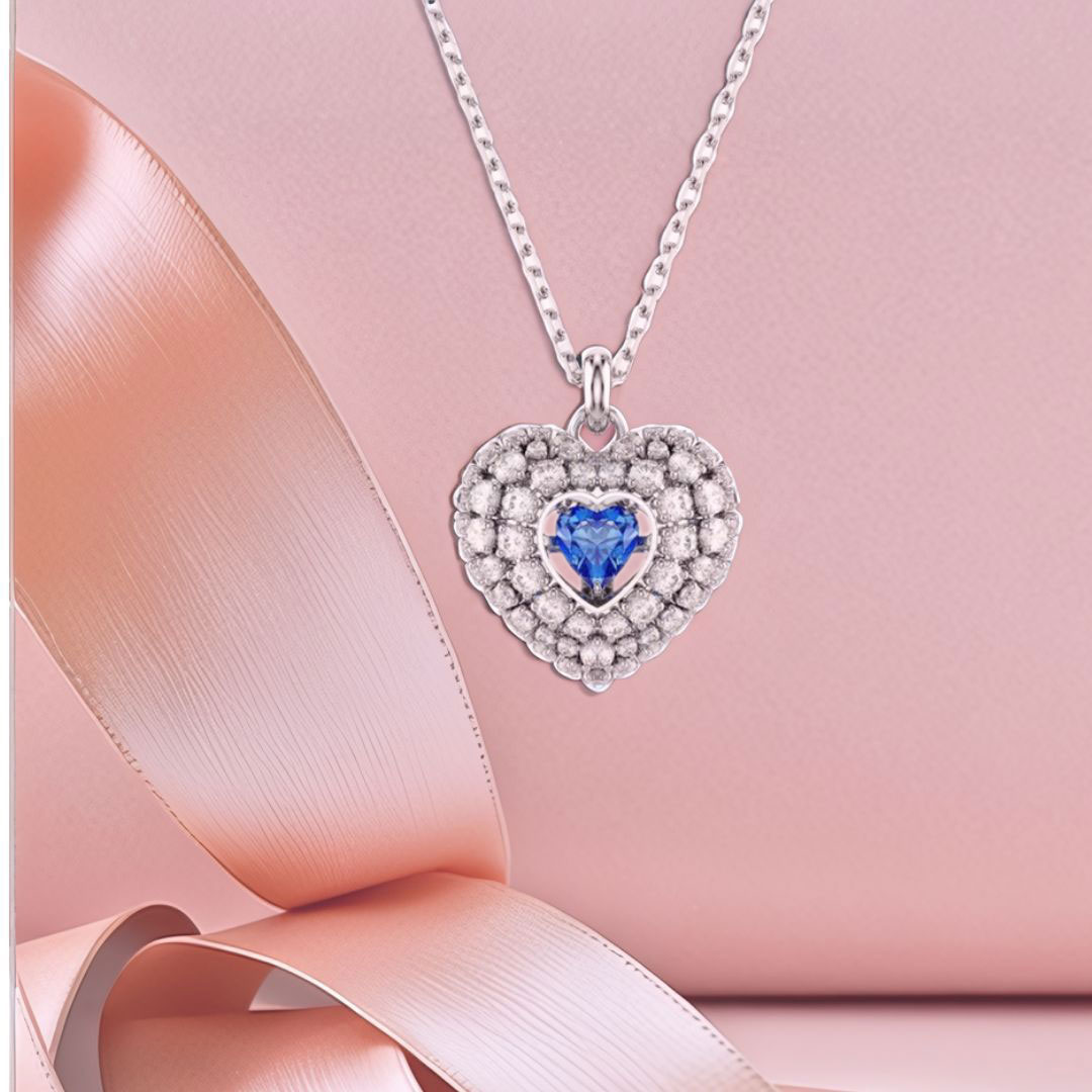 Swarovski smykke Idyllia pendant Heart, Blue, Rhodium plated | Ole Aas